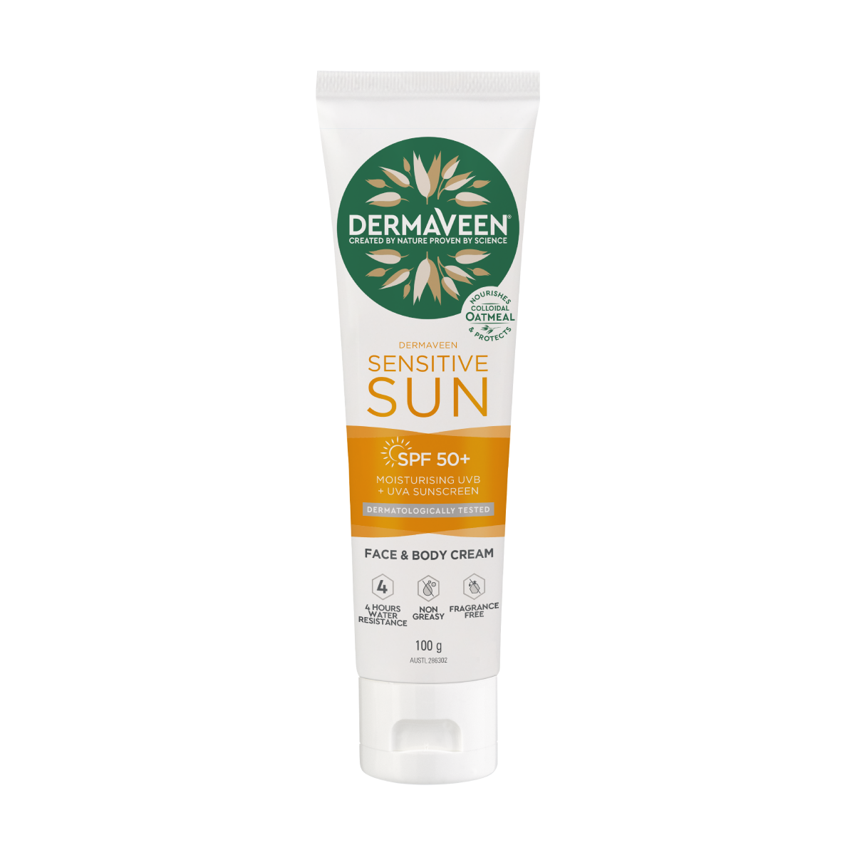 DermaVeen Sensitive Sun Face & Body Cream SPF 50+ - Net Pharmacy