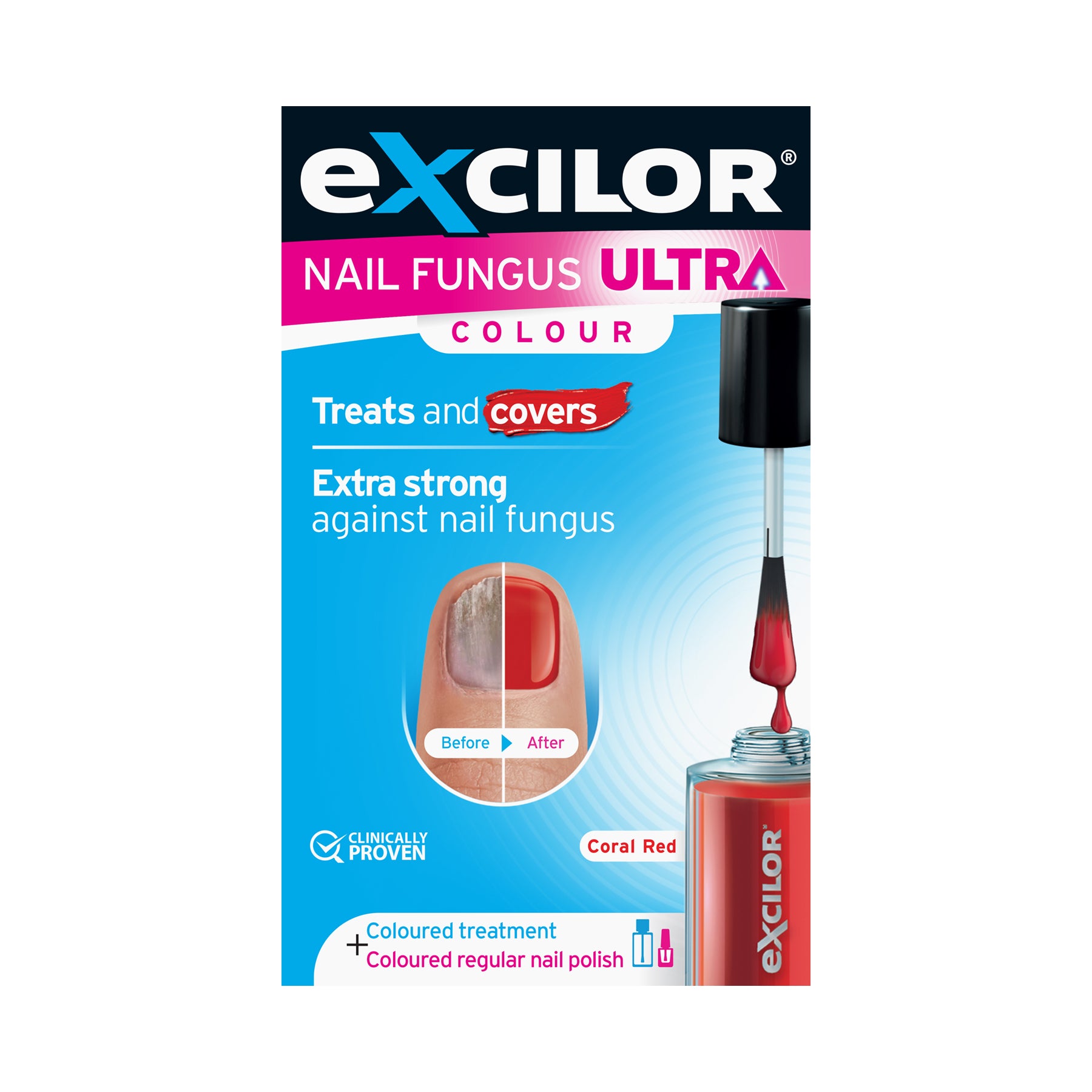Excilor Ultra Nail Fungus Treatment with Colour - Coral Red - Net Pharmacy