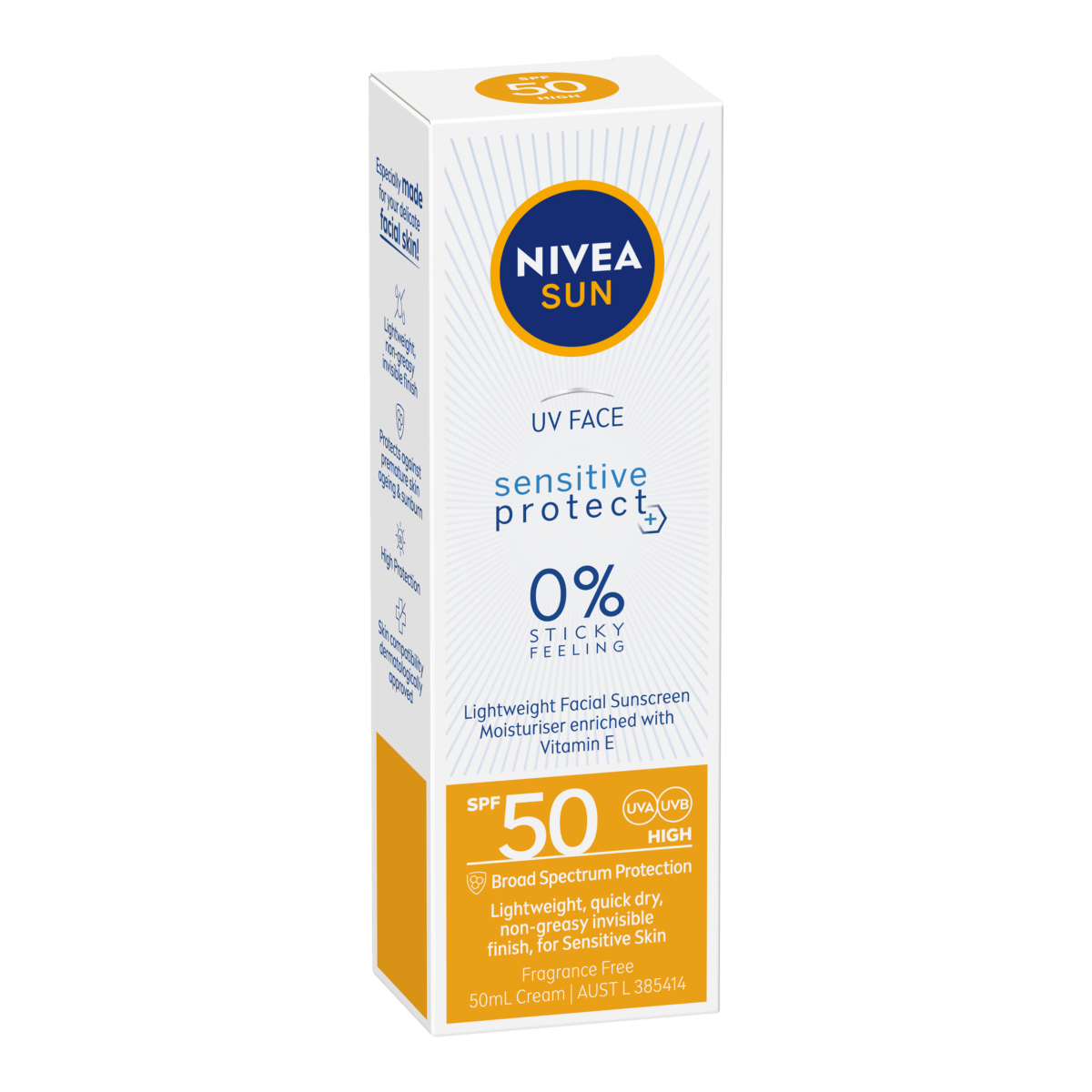 Nivea Sun UV Face Sensitive Protect+ Facial Sunscreen SPF 50+ - Net ...