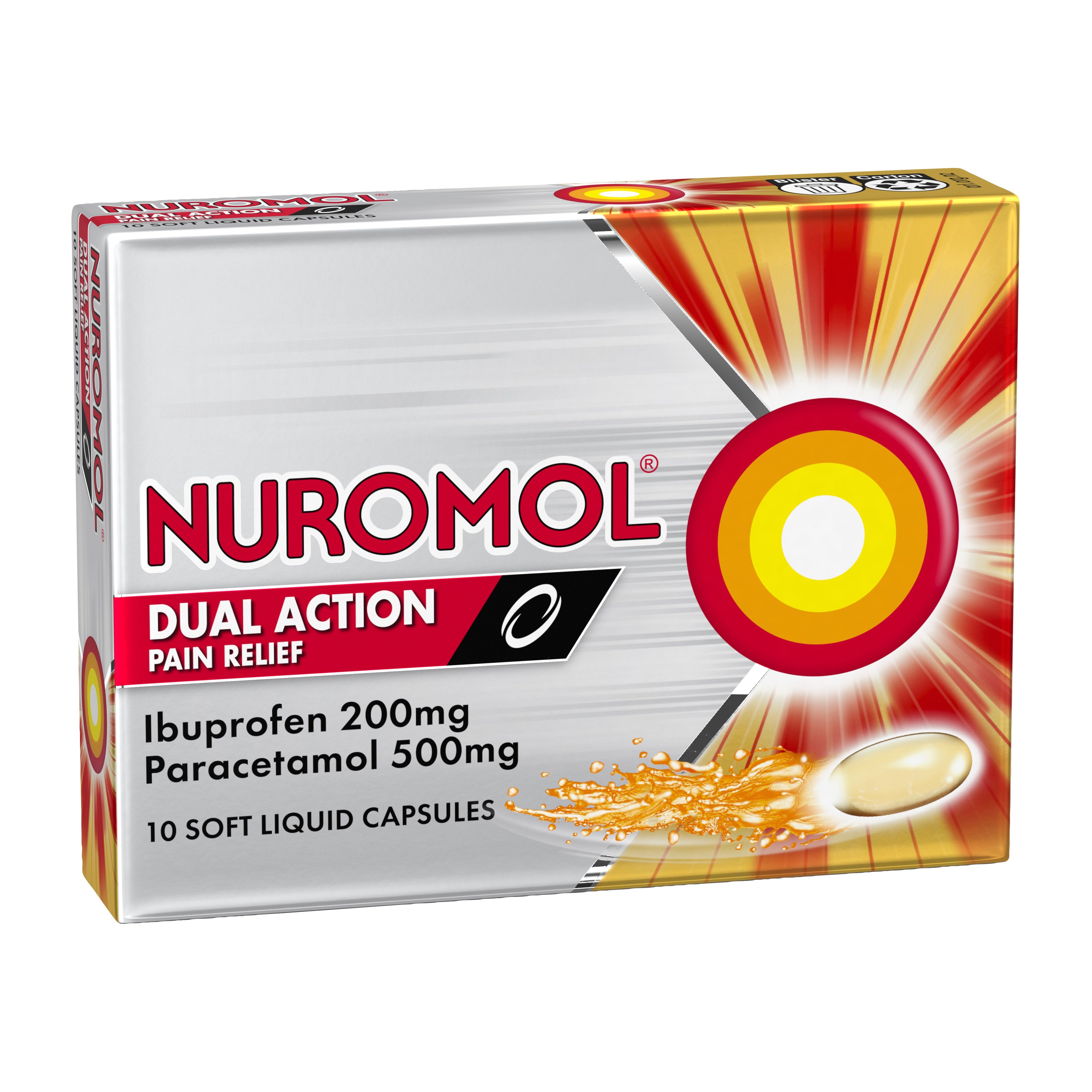 Nuromol Double Action Pain Relief Liquid Capsules - Net Pharmacy