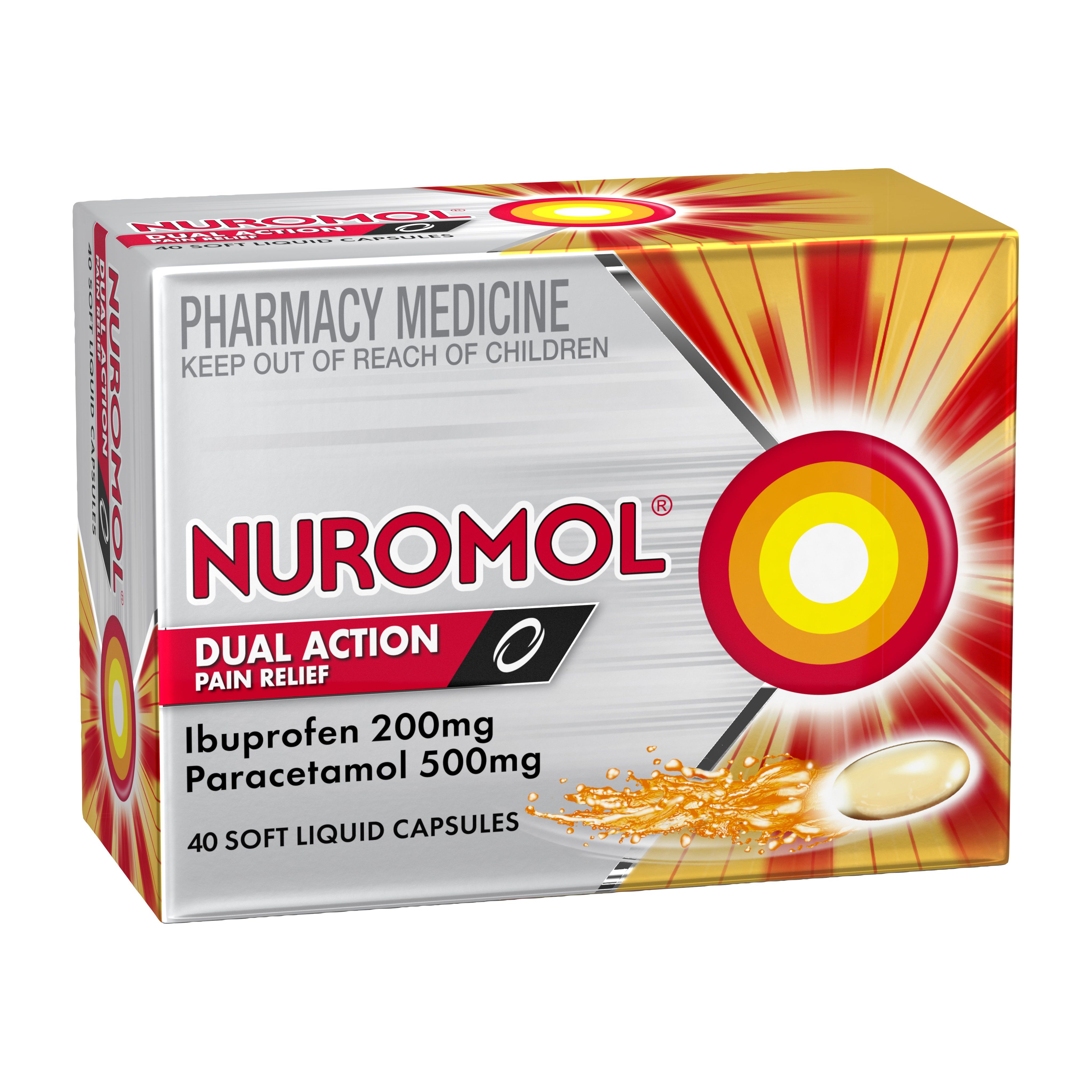 Nuromol Double Action Pain Relief Liquid Capsules - Net Pharmacy