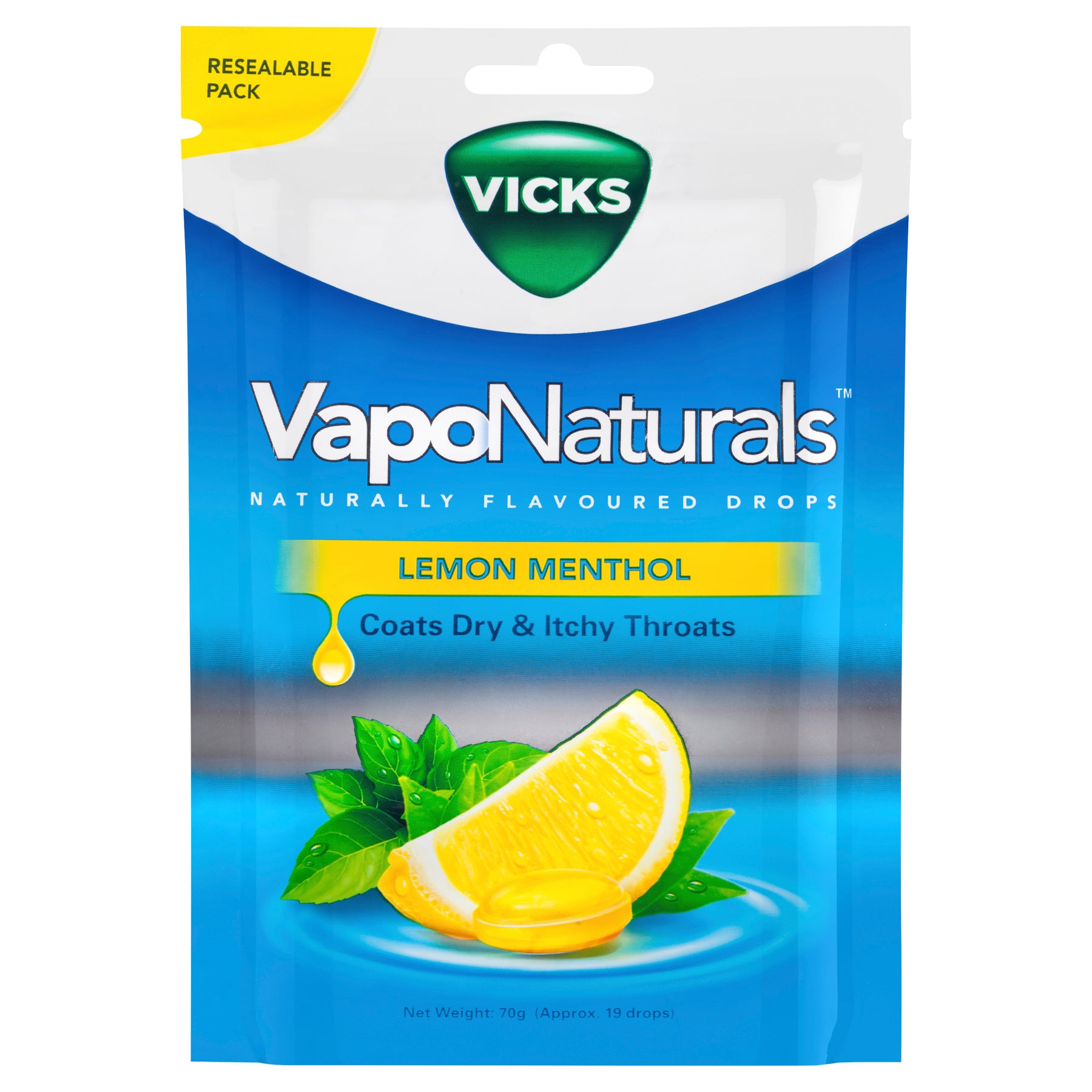 Vicks VapoNaturals Naturally Flavoured Drops - Lemon Menthol - Net Pharmacy