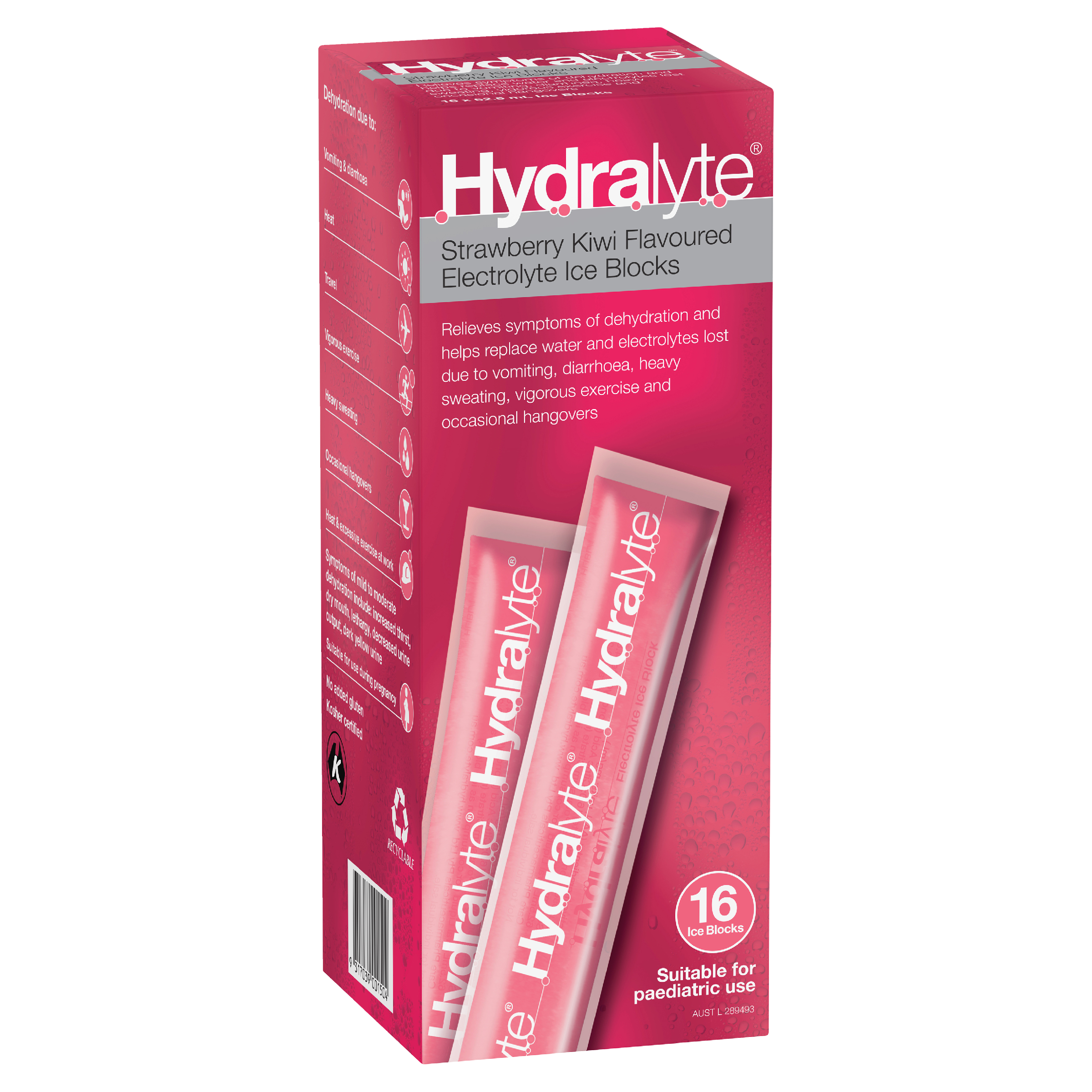Hydralyte Electrolyte Ice Blocks - Strawberry Kiwi Flavour - Net Pharmacy
