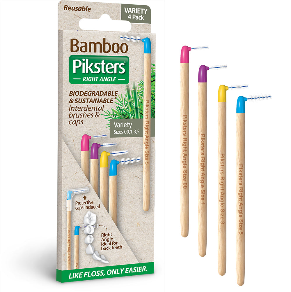 Piksters Bamboo Right Angle Interdental Brushes - Variety - Net Pharmacy