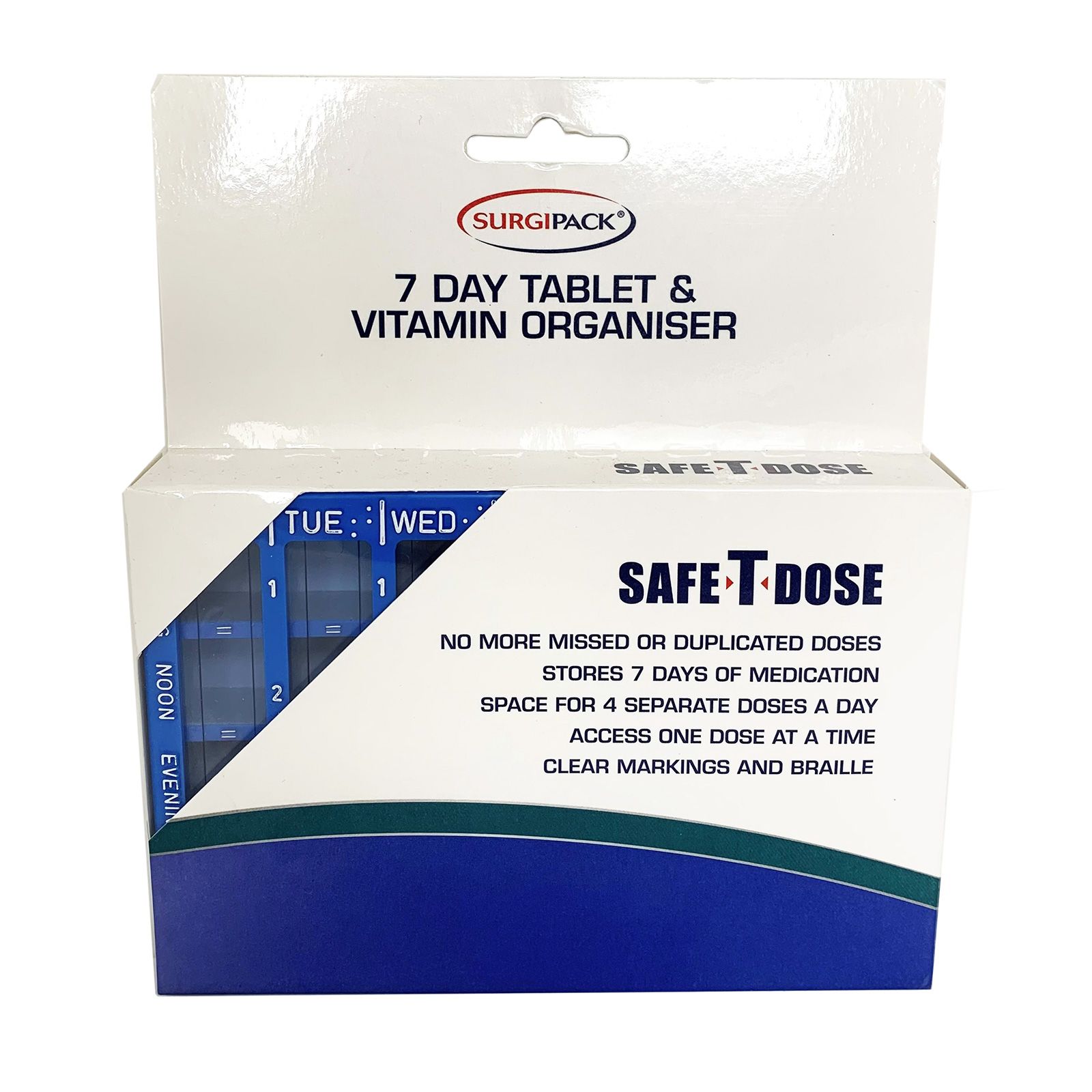 SurgiPack Safe-T-Dose 7 Day Tablet & Vitamin Organiser - Net Pharmacy